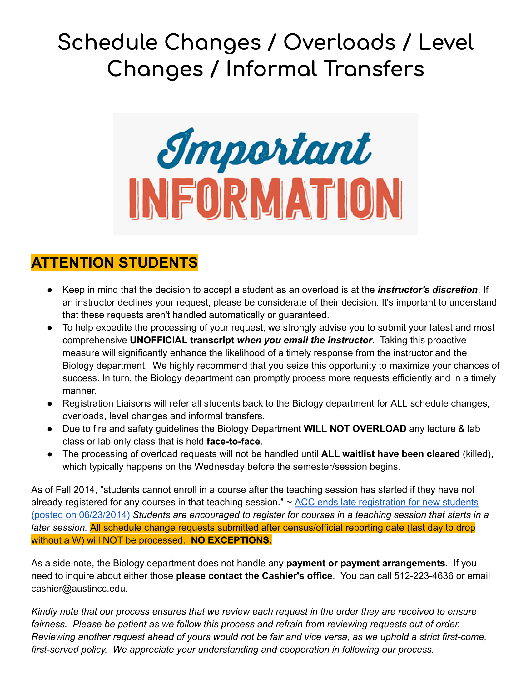 FLYERS | ACC Biology Department | Austin Community College District