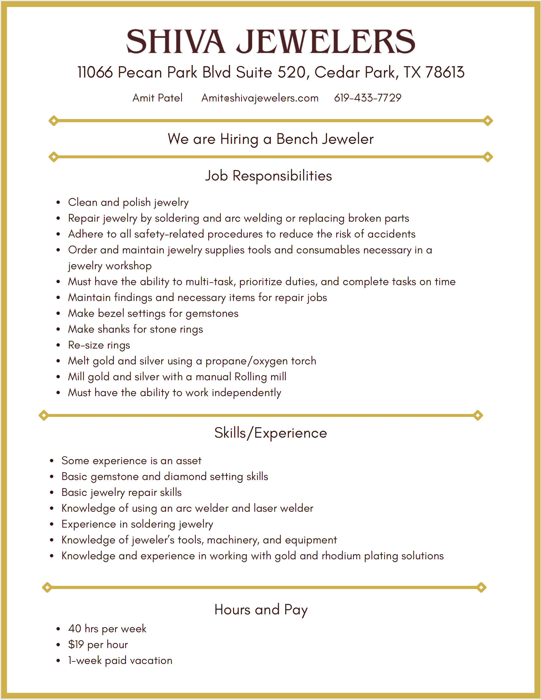 Jobs | ACC Jewelry Department | Learn to Create Jewelry in Austin, Texas
