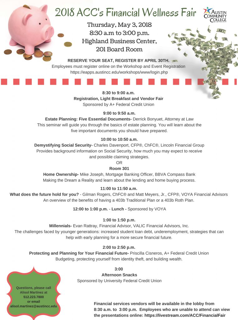 Plan and save for your future: Attend the 2018 Financial Wellness Fair ...