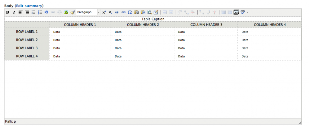 Creating Tables with Drupal | Guidelines and Technical Tutorials | Austin Community College District